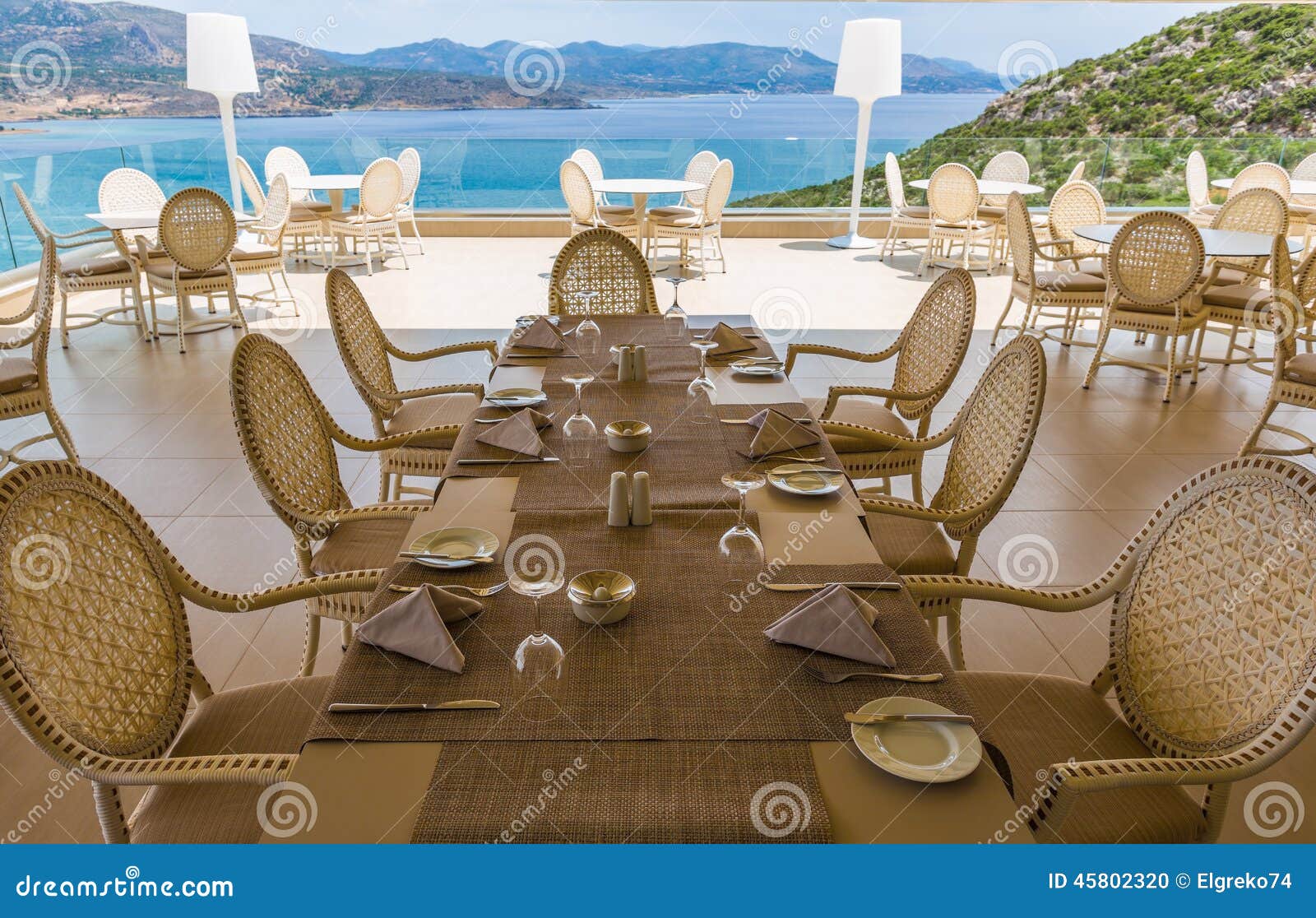 Servered Table in Restaurant Stock Photo - Image of modern, furniture ...