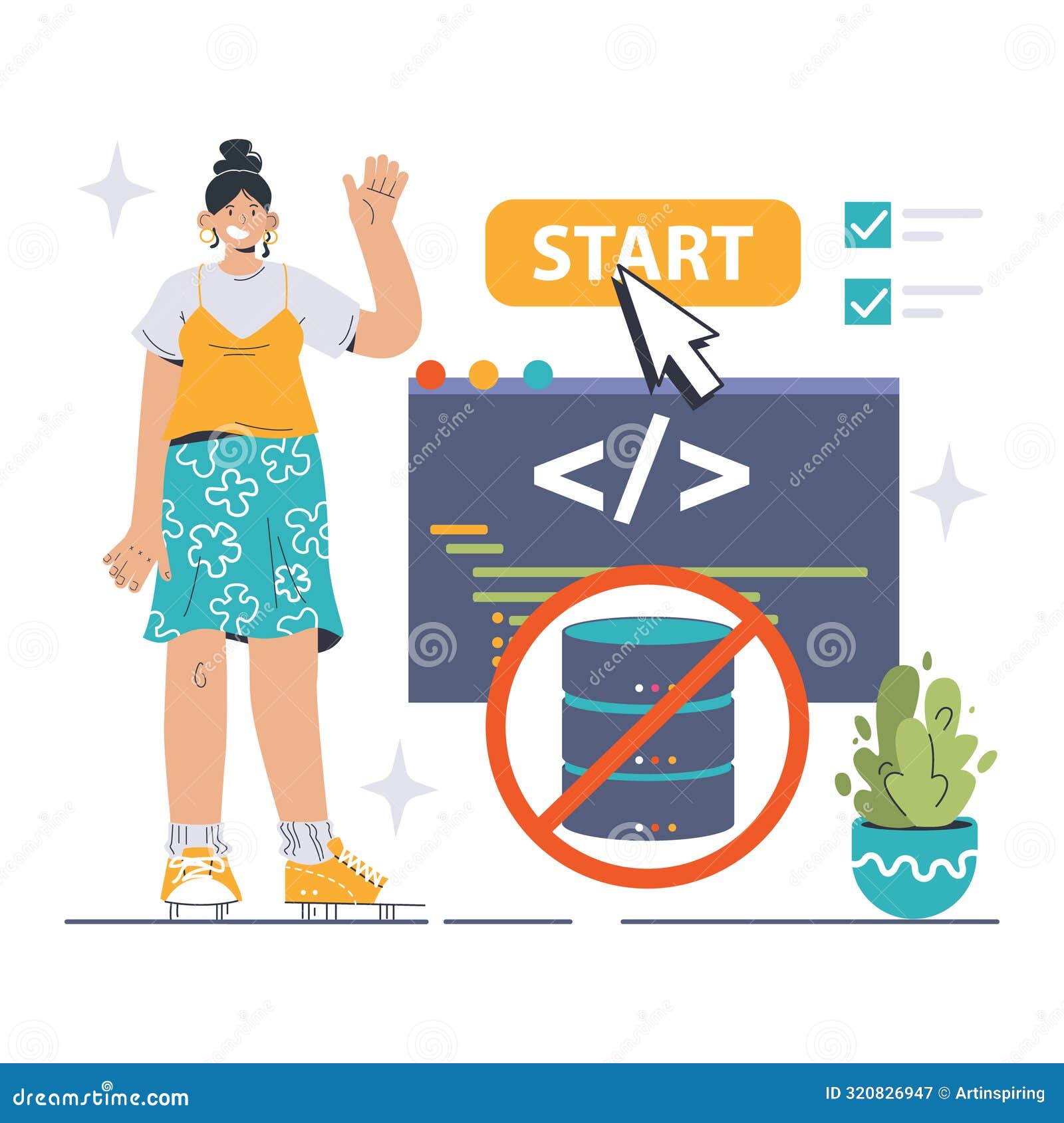Serverless Computing Concept Flat Vector Stock Vector Illustration