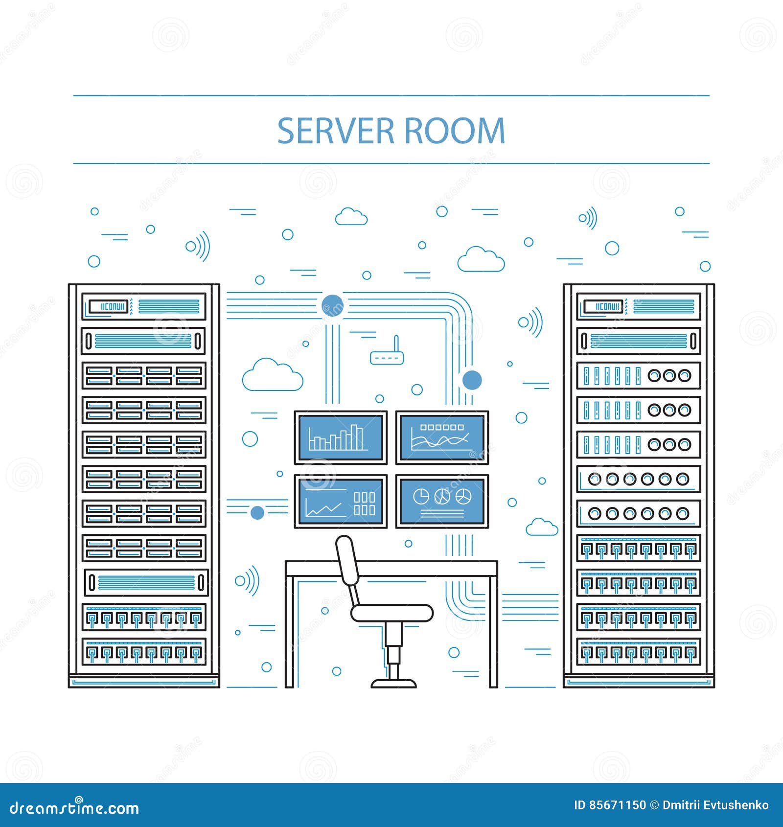 Serverraum Und Rechenzentrum Vektor Abbildung - Illustration von ...