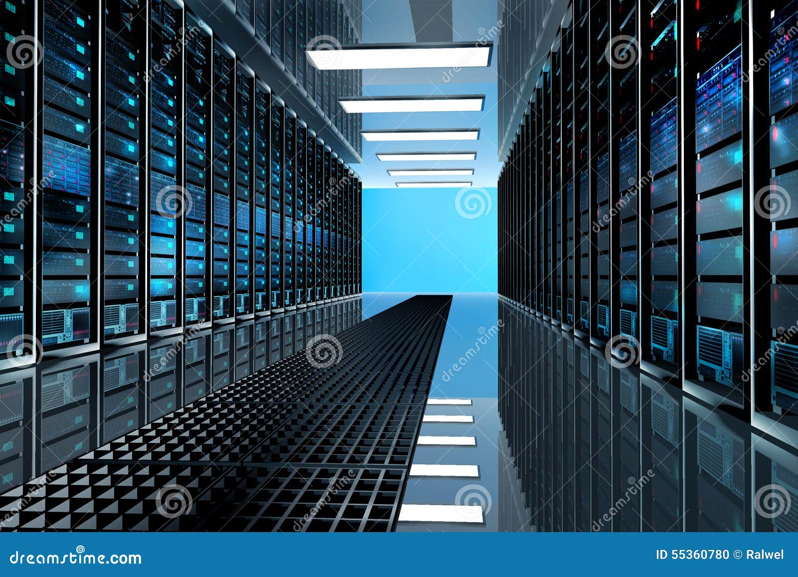 Serverruimte in Datacenter, Ruimte Met Gegevensservers Die Wordt ...