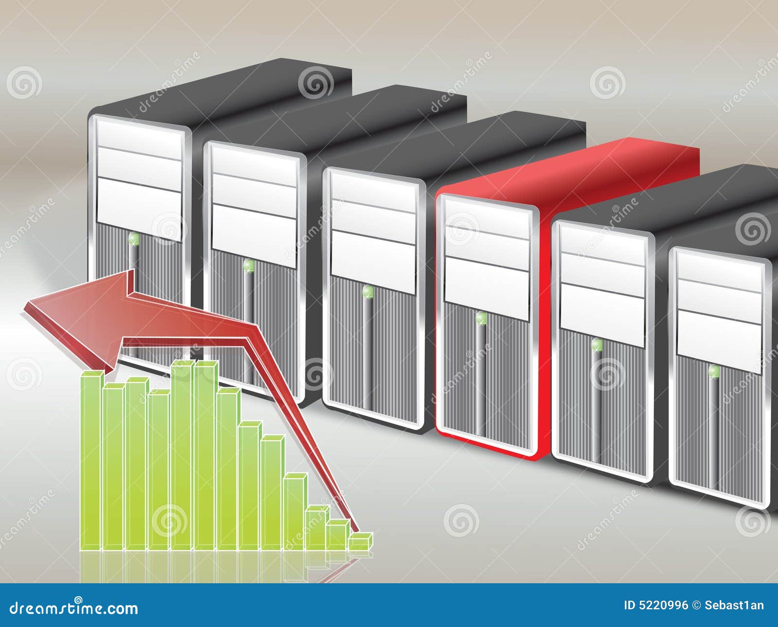 Servers stock vector. Illustration of business, keyboard - 5220996
