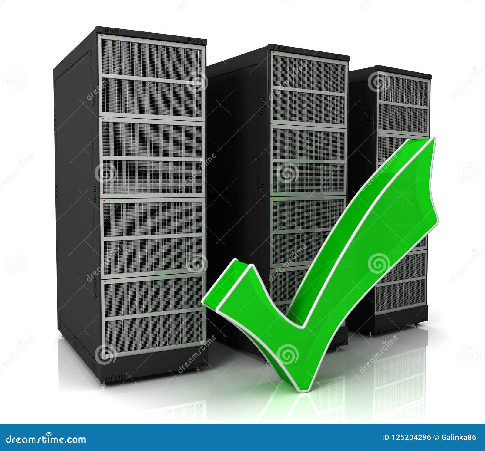 Servers and check mark stock illustration. Illustration of symbol ...