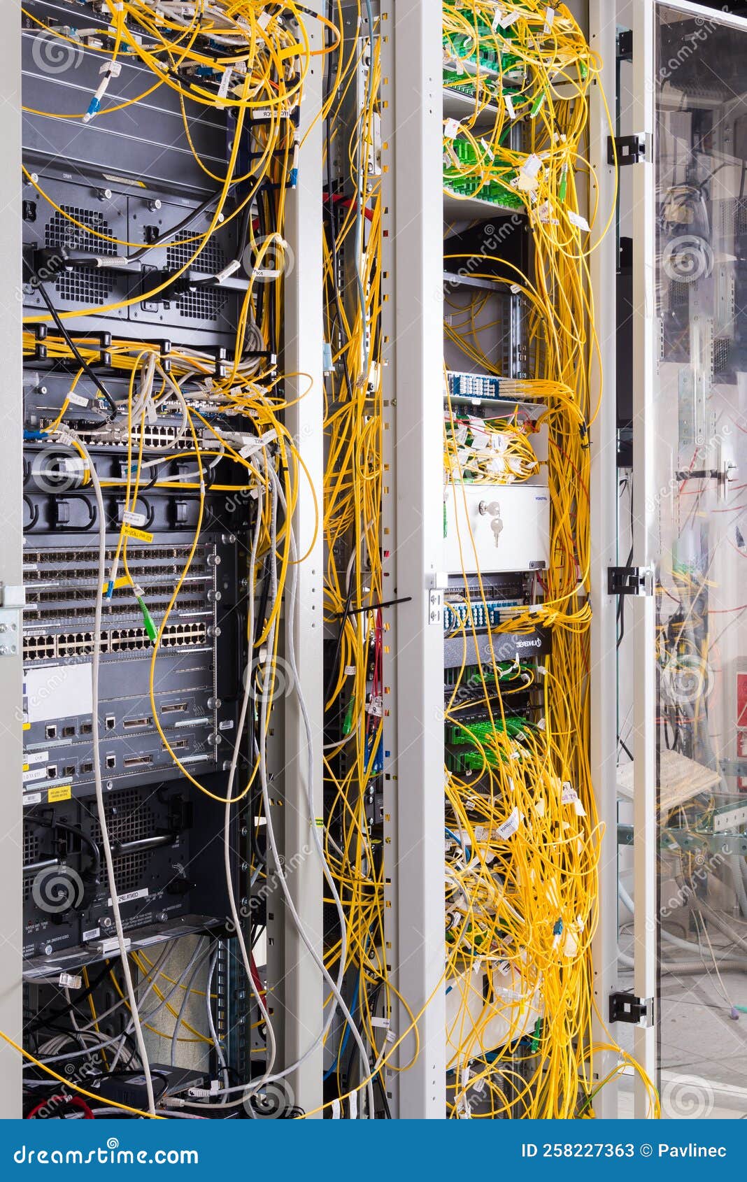 Servers with Connected Fiber Optic Cables Stock Image - Image of fiber ...