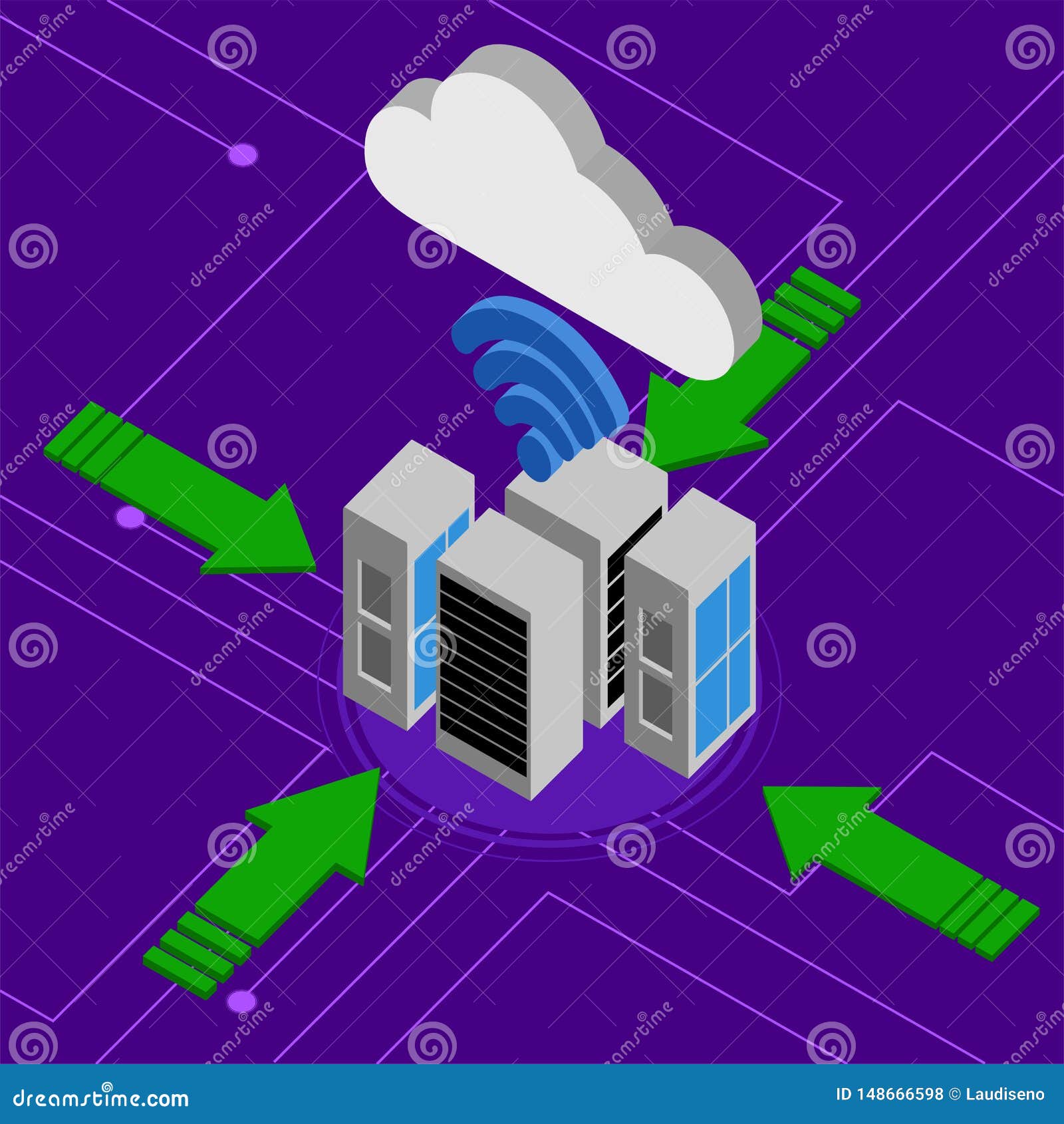 Servers Connected To a 3d Cloud Computing Symbol Stock Vector ...