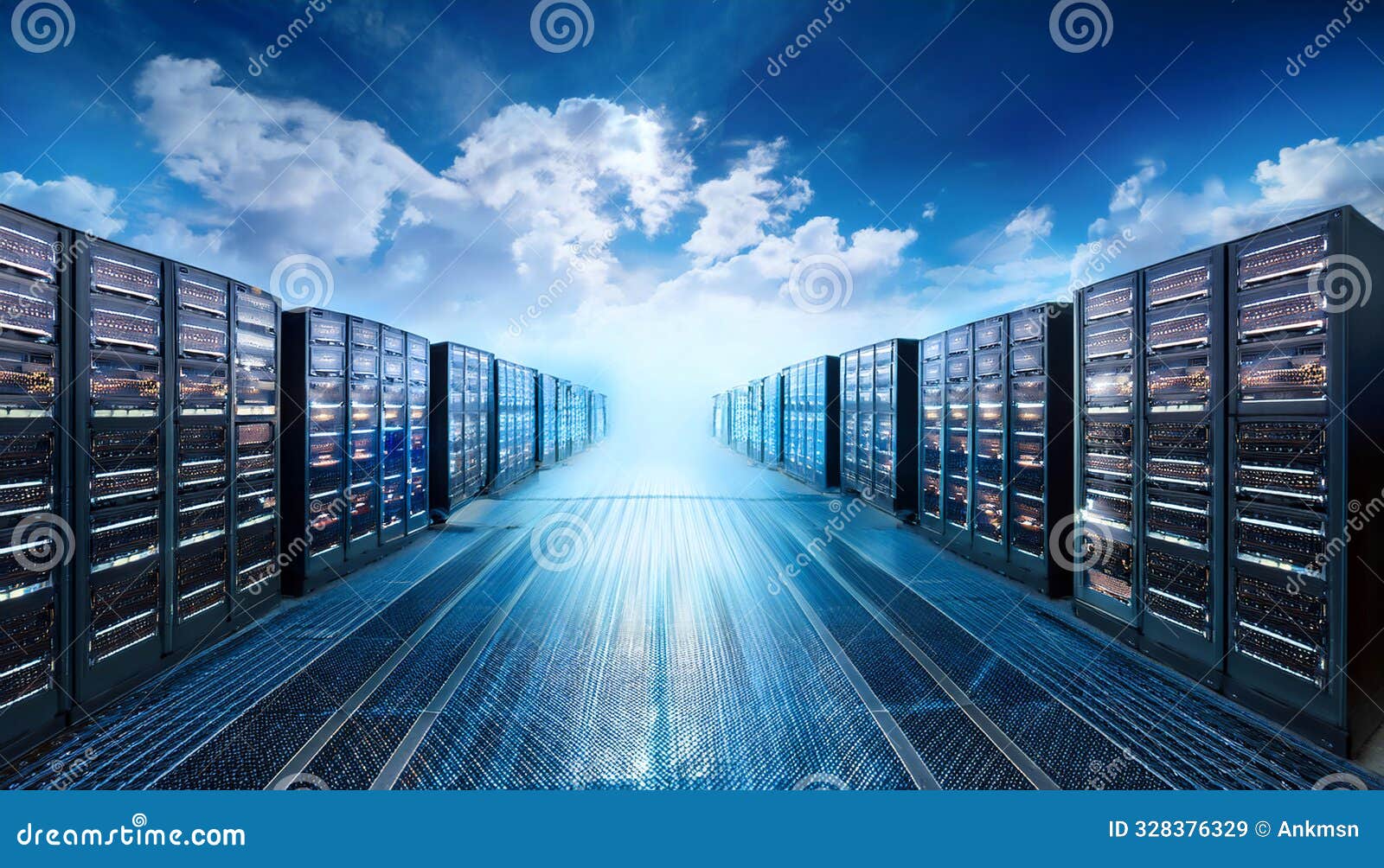 Servers and Data Management, Featuring Symbols Like Server Racks, Data ...