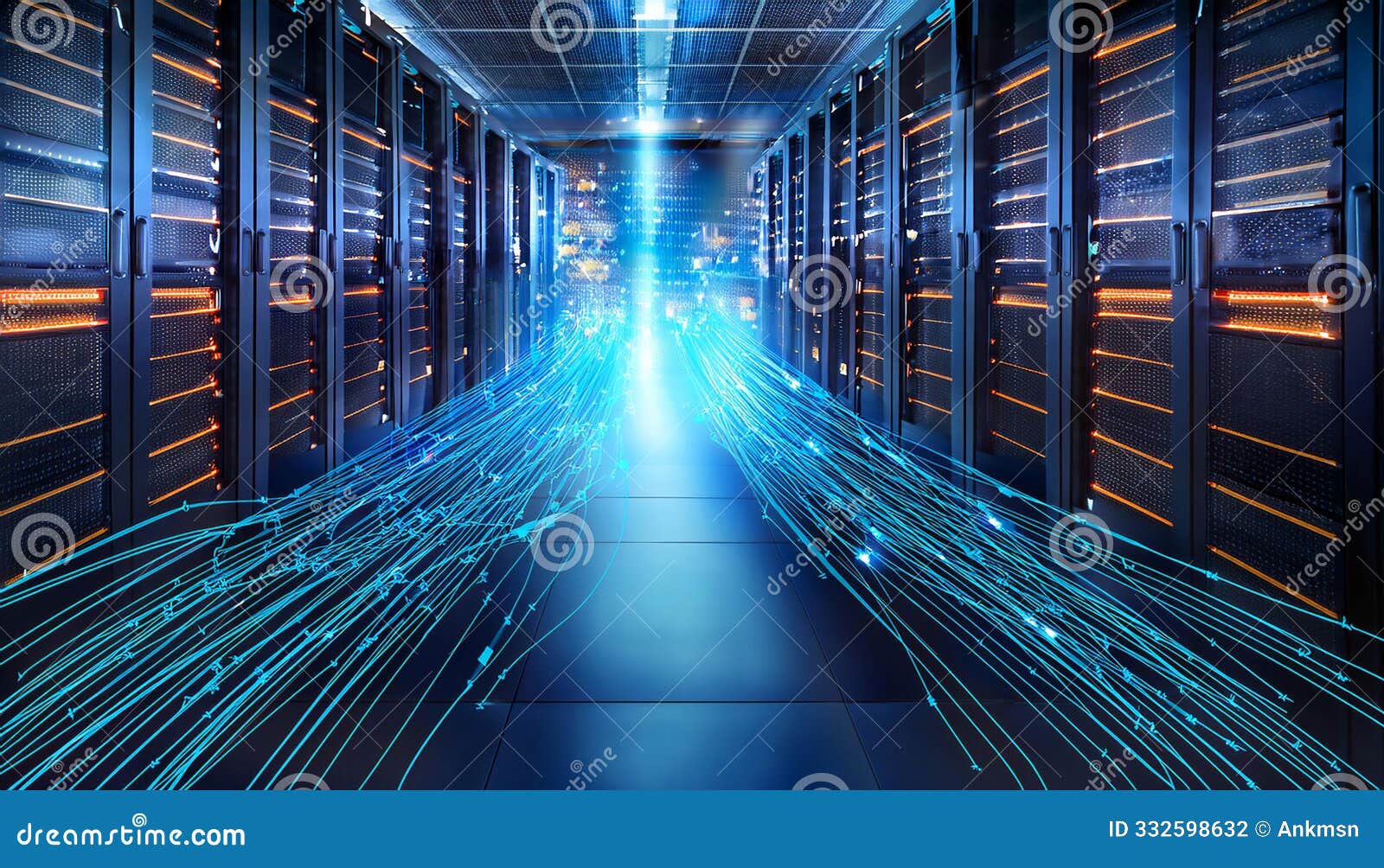 Servers and Data Management, Featuring Symbols Like Server Racks, Data ...