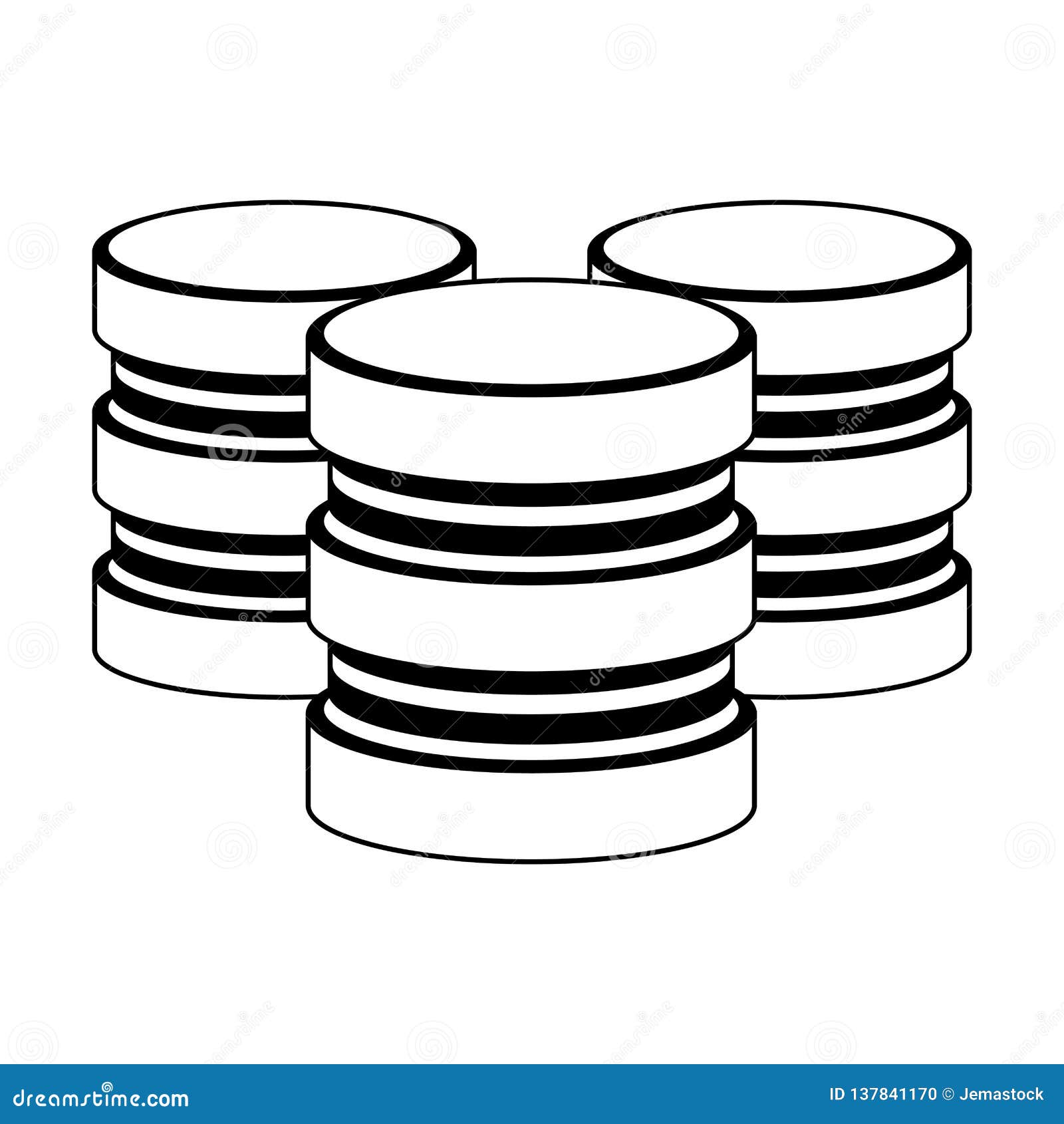 Servers Database Technology in Black and White Stock Vector ...
