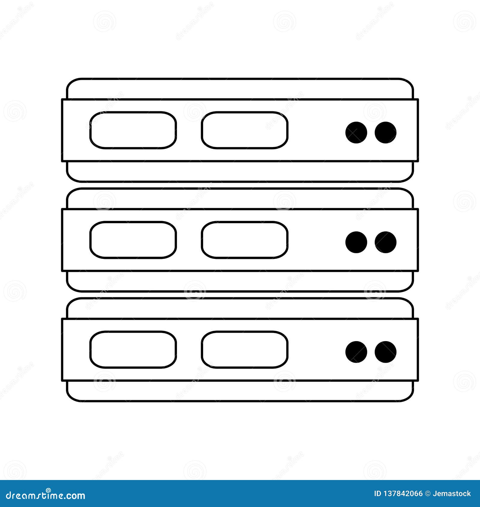 Servers Database Technology in Black and White Stock Vector ...