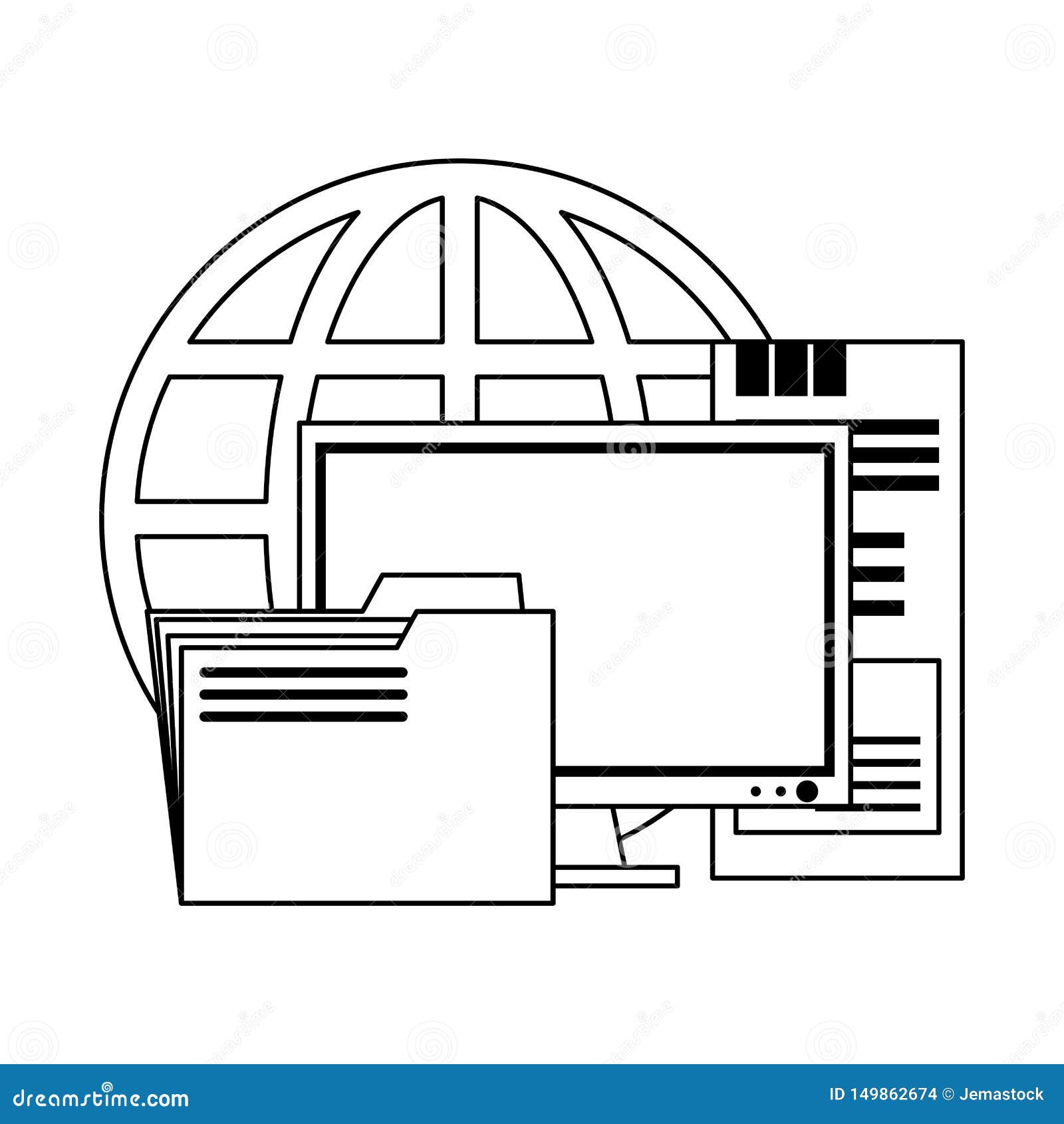Servers and Database Technology Symbols in Black and White Stock Vector ...