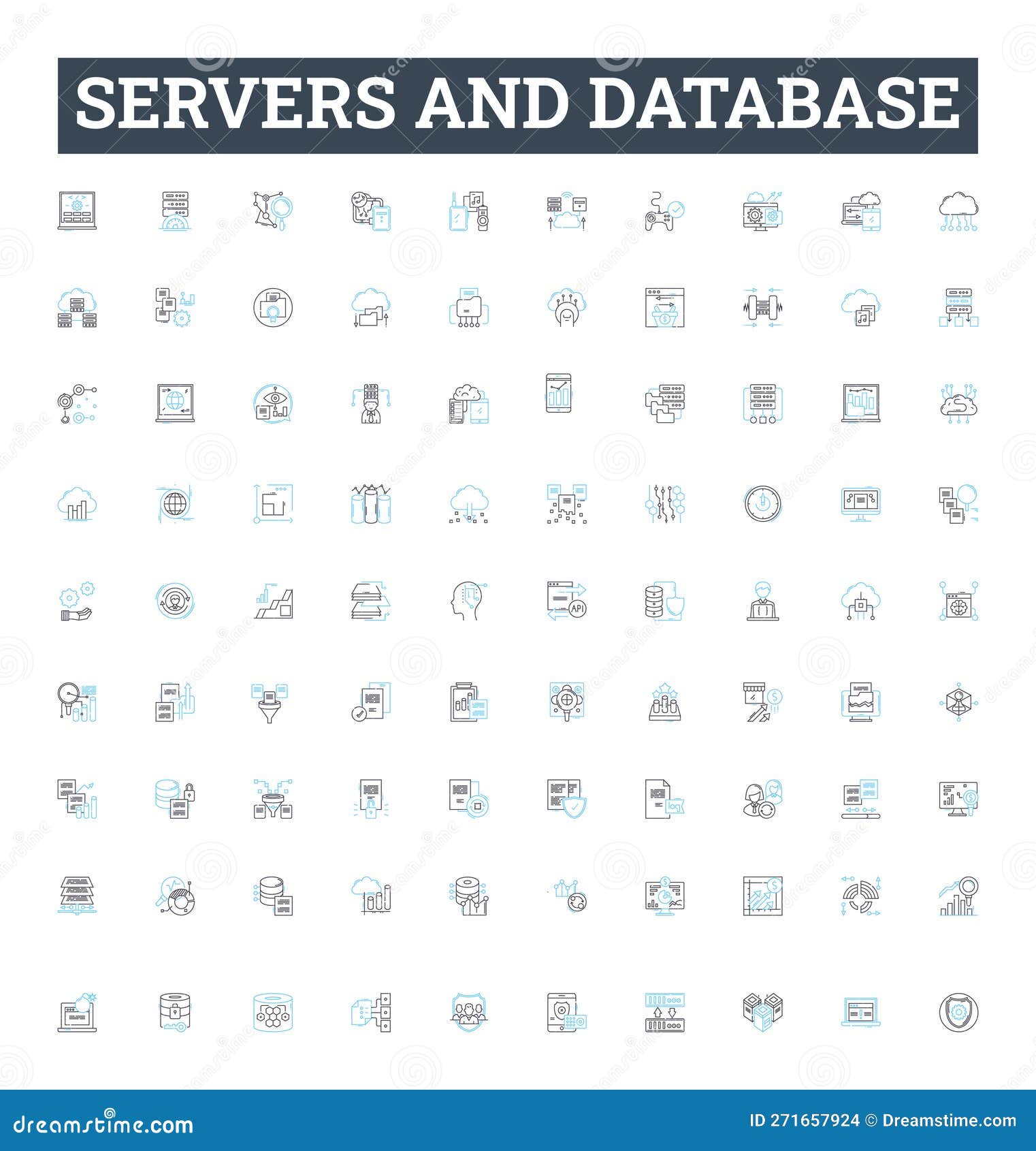 Servers And Database Vector Line Icons Set Servers Databases Sql Mysql Postgresql Oracle