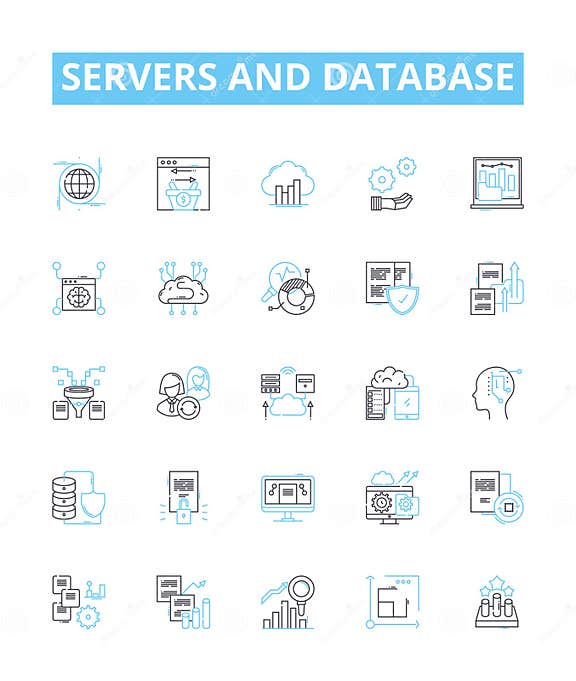 Servers and Database Vector Line Icons Set. Servers, Databases, SQL ...