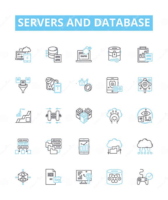 Servers and Database Vector Line Icons Set. Servers, Databases, SQL ...