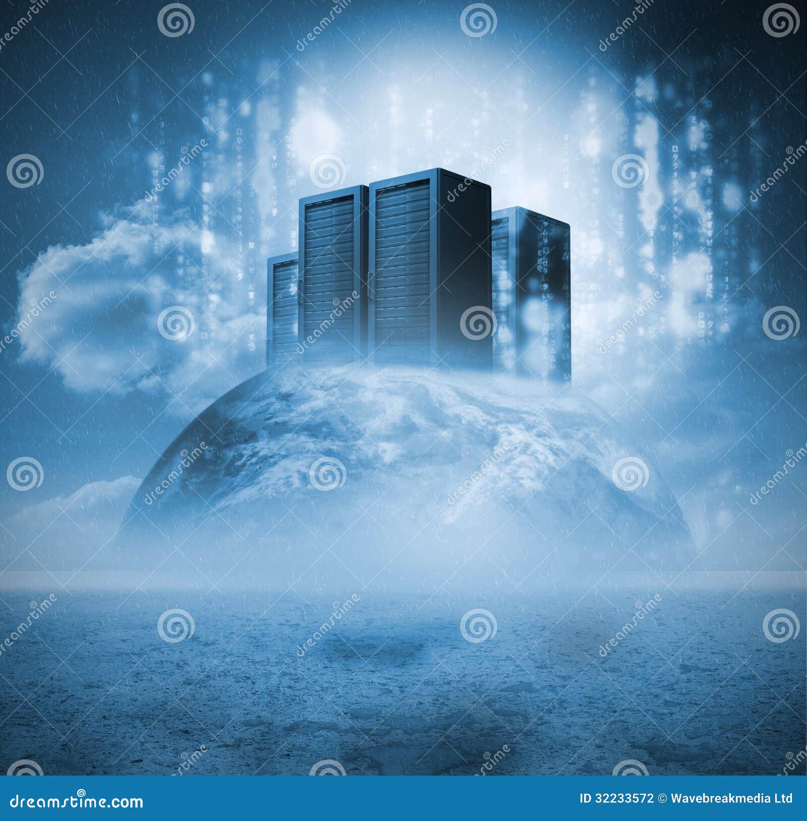 Servers on earth stock illustration. Illustration of computer - 32233572