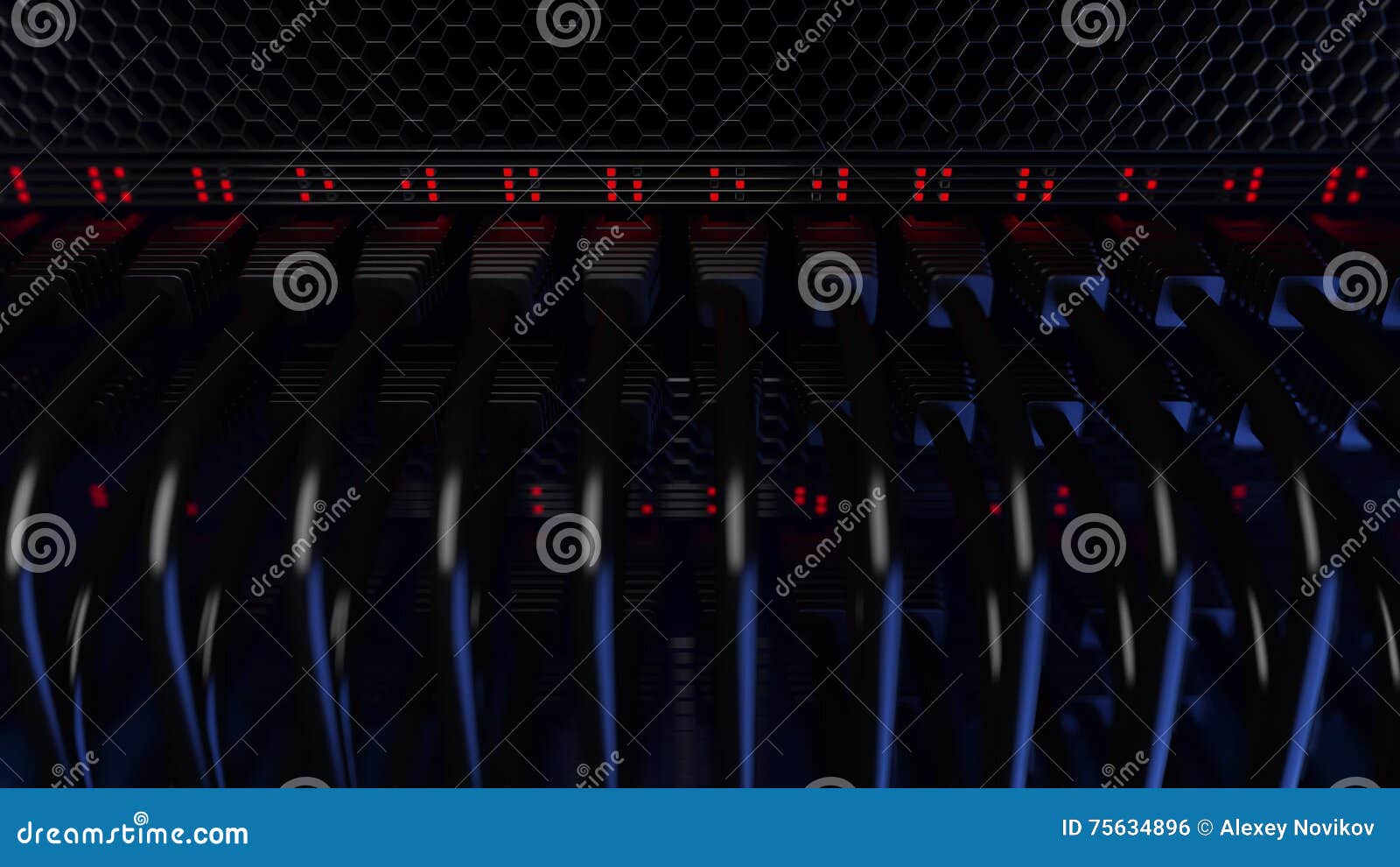 Servers, Flashing Red Lights and Connectors. CGI Stock Photo - Image of ...