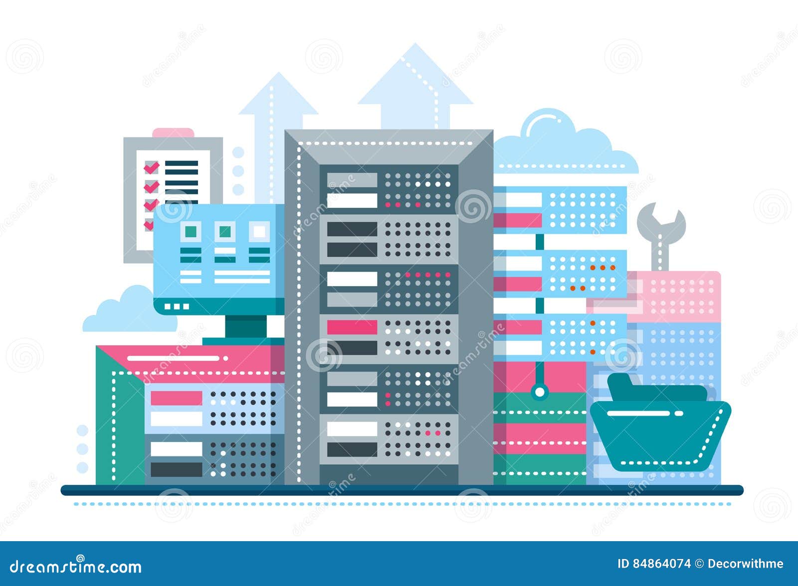 Servers - Flat Design Website Banner Stock Vector - Illustration of ...