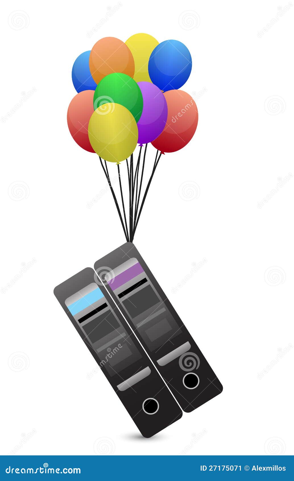 Servers Flying Away by Balloons Illustration Stock Illustration ...