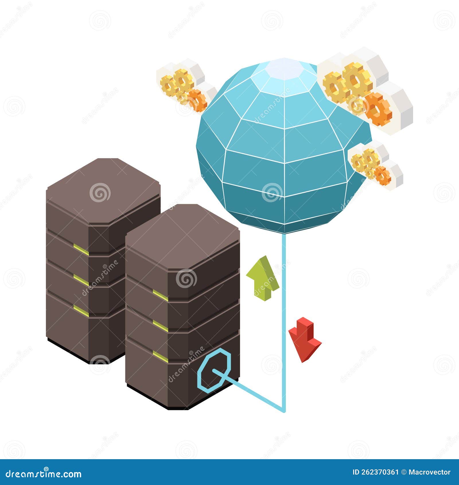 Servers Globe Connection Composition Stock Vector - Illustration of ...