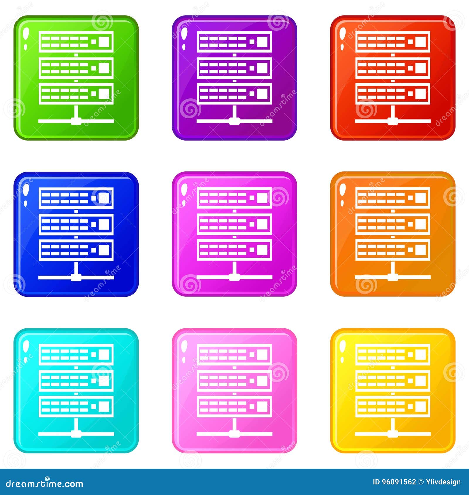 Servers icons 9 set stock vector. Illustration of computer - 96091562