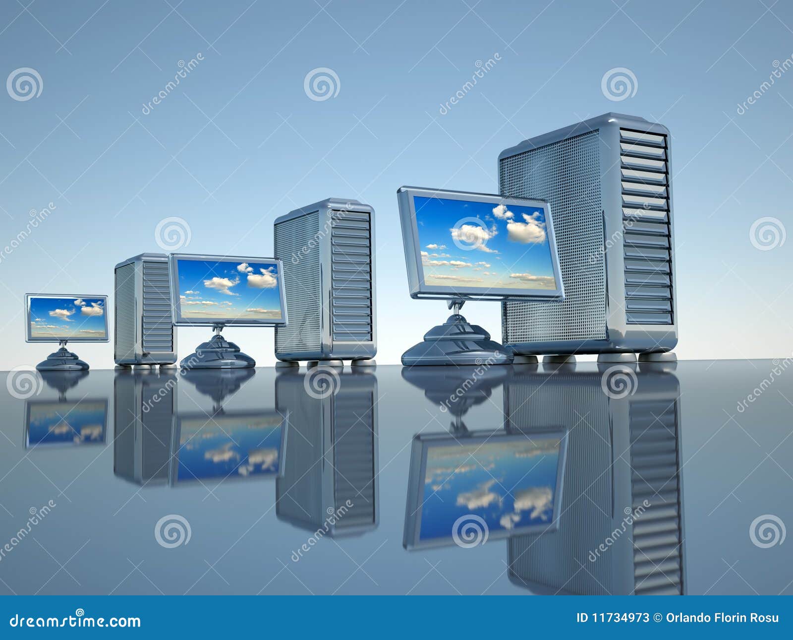Servers network stock illustration. Illustration of monitor - 11734973