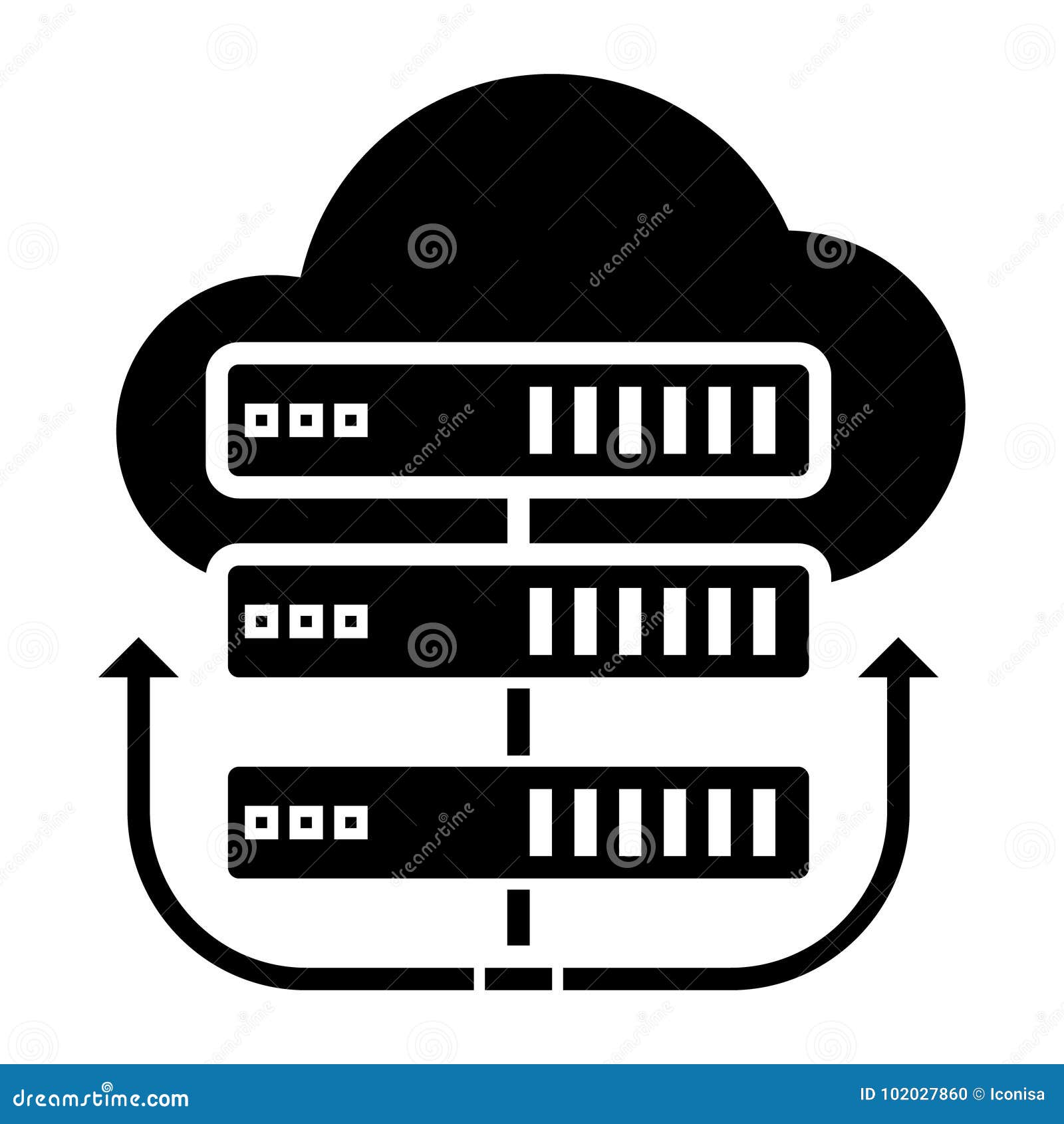 Servers Network - Cloud Icon, Vector Illustration, Black Sign on ...