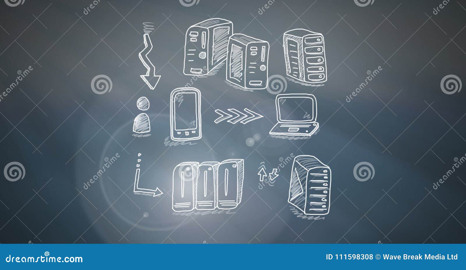 Servers Network Drawing Doodles Stock Illustration - Illustration of ...