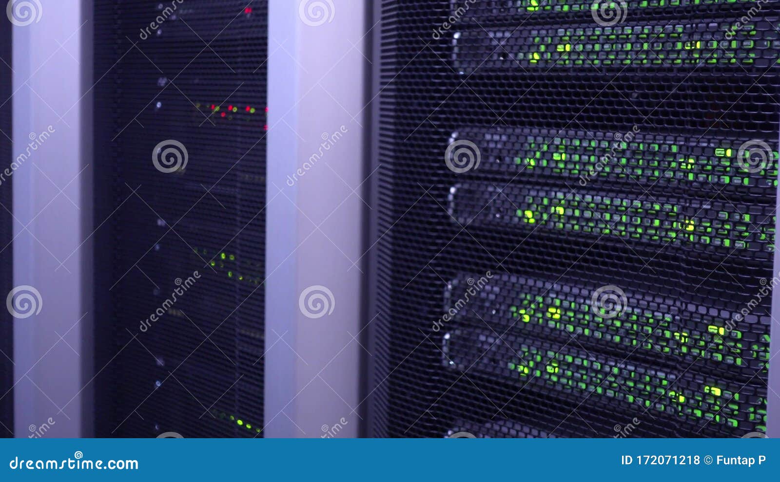 Servers Racks Close Up in Datacenter Server Room. Motion Camera. Stock ...