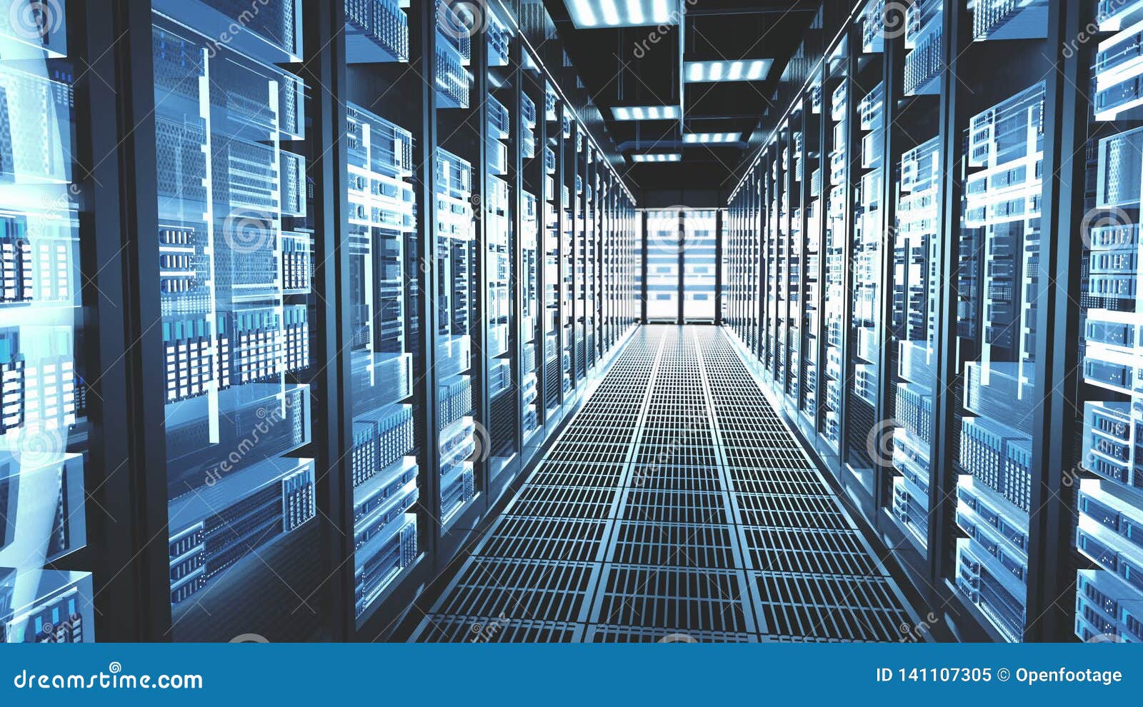 Servers Racks Walkthrough in Modern Data Center Cloud Computing Datacenter Room Stock Video ...