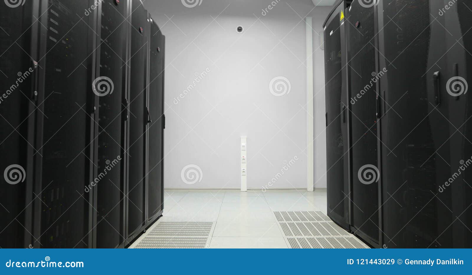 Servers Racks Walkthrough in Modern Data Center. Cloud Computing ...