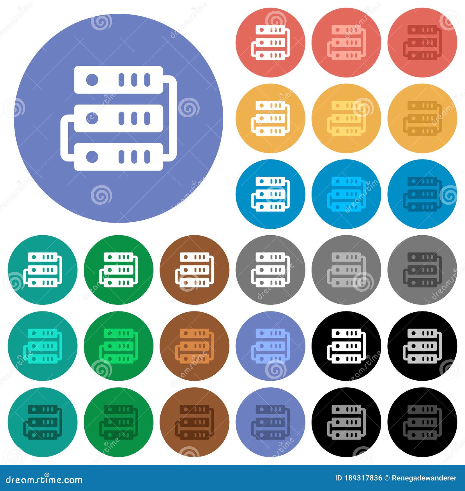 Servers Round Flat Multi Colored Icons Stock Vector - Illustration of ...