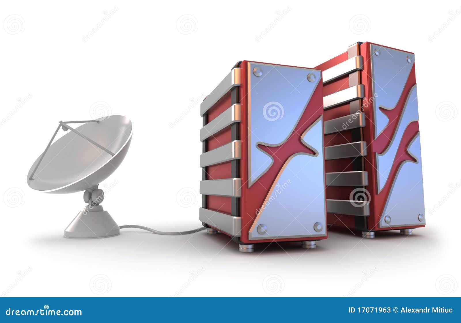 Servers and Satellite Antenna Stock Illustration - Illustration of ...