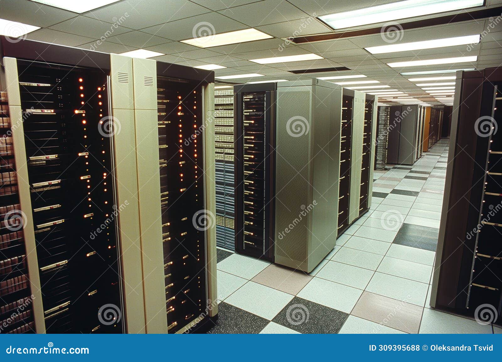 Servers in Storage Cabinets in Data Center, Large Electronic Databases ...