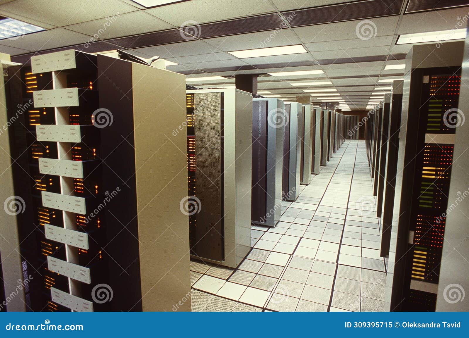 Servers in Storage Cabinets in Data Center, Large Electronic Databases ...