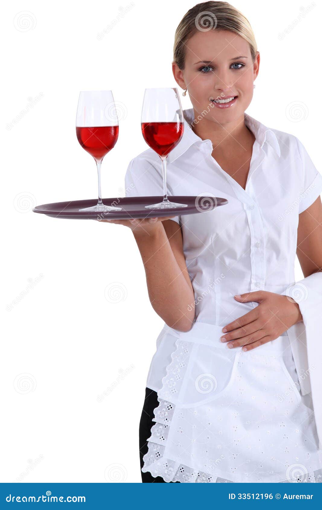 Serveuse avec un plateau photo stock. Image du cuvettes - 33512196