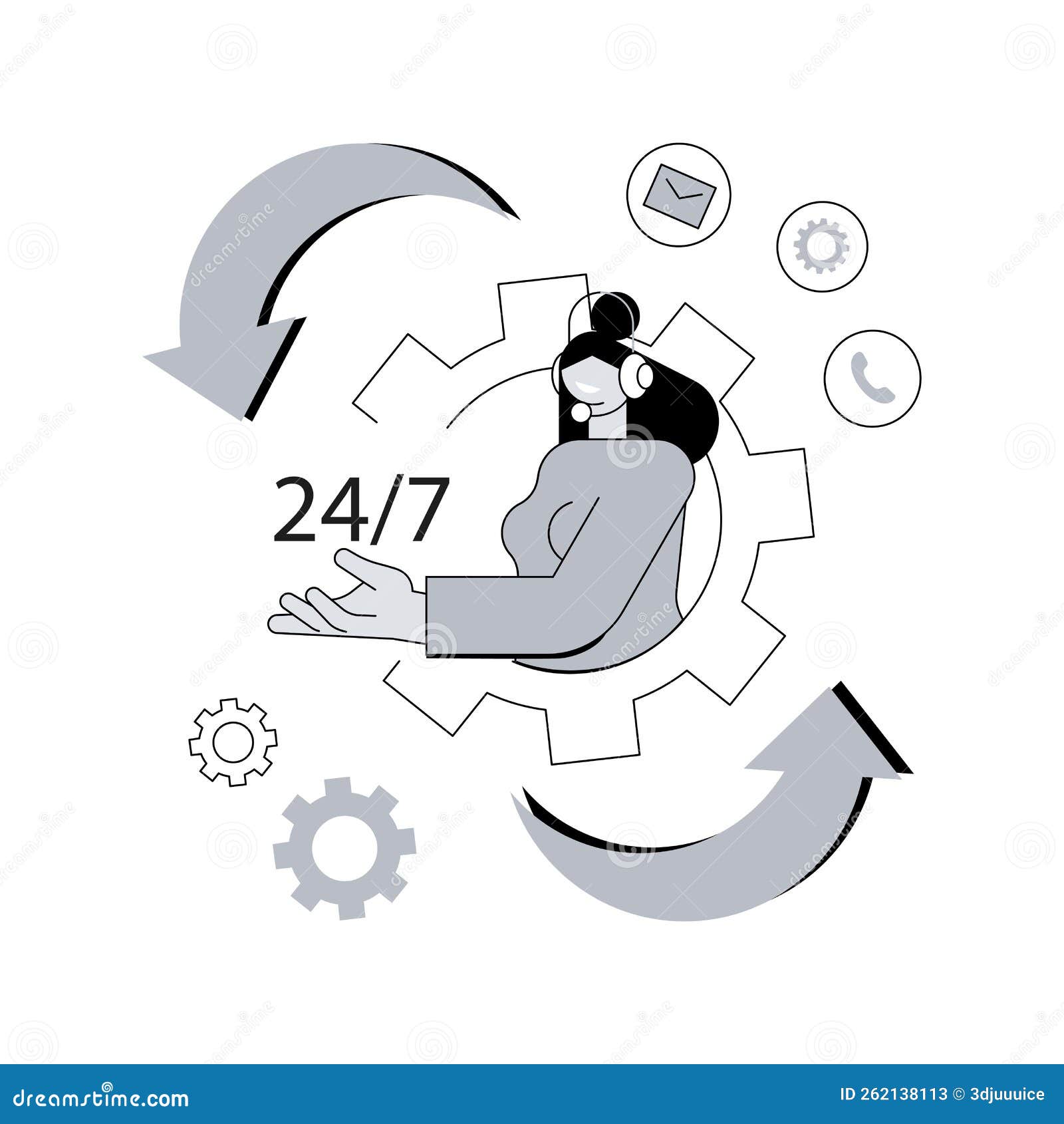 24 for 7 Service Abstract Concept Vector Illustration. Stock Vector ...