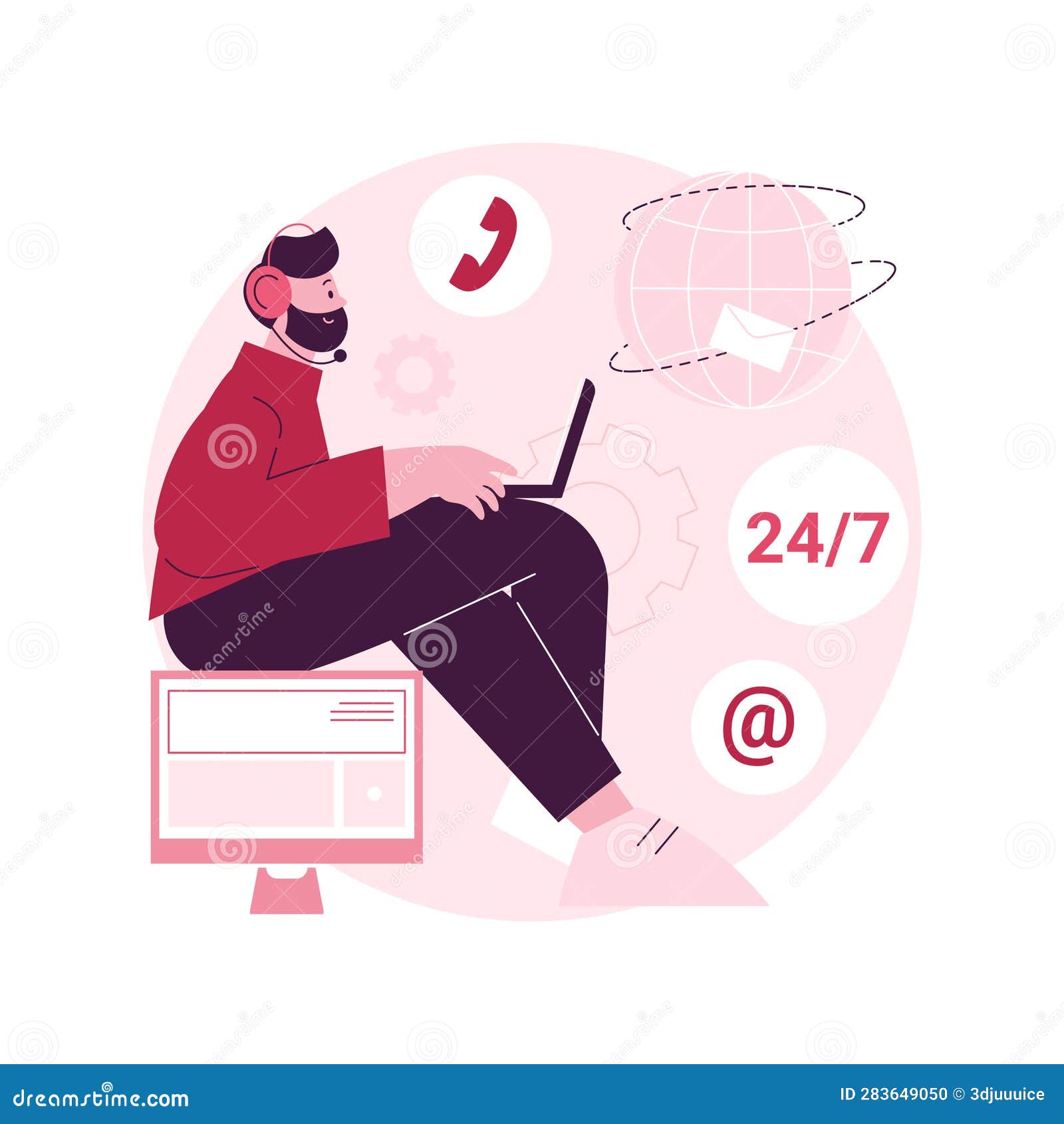 24 for 7 Service Abstract Concept Vector Illustration. Stock Vector ...