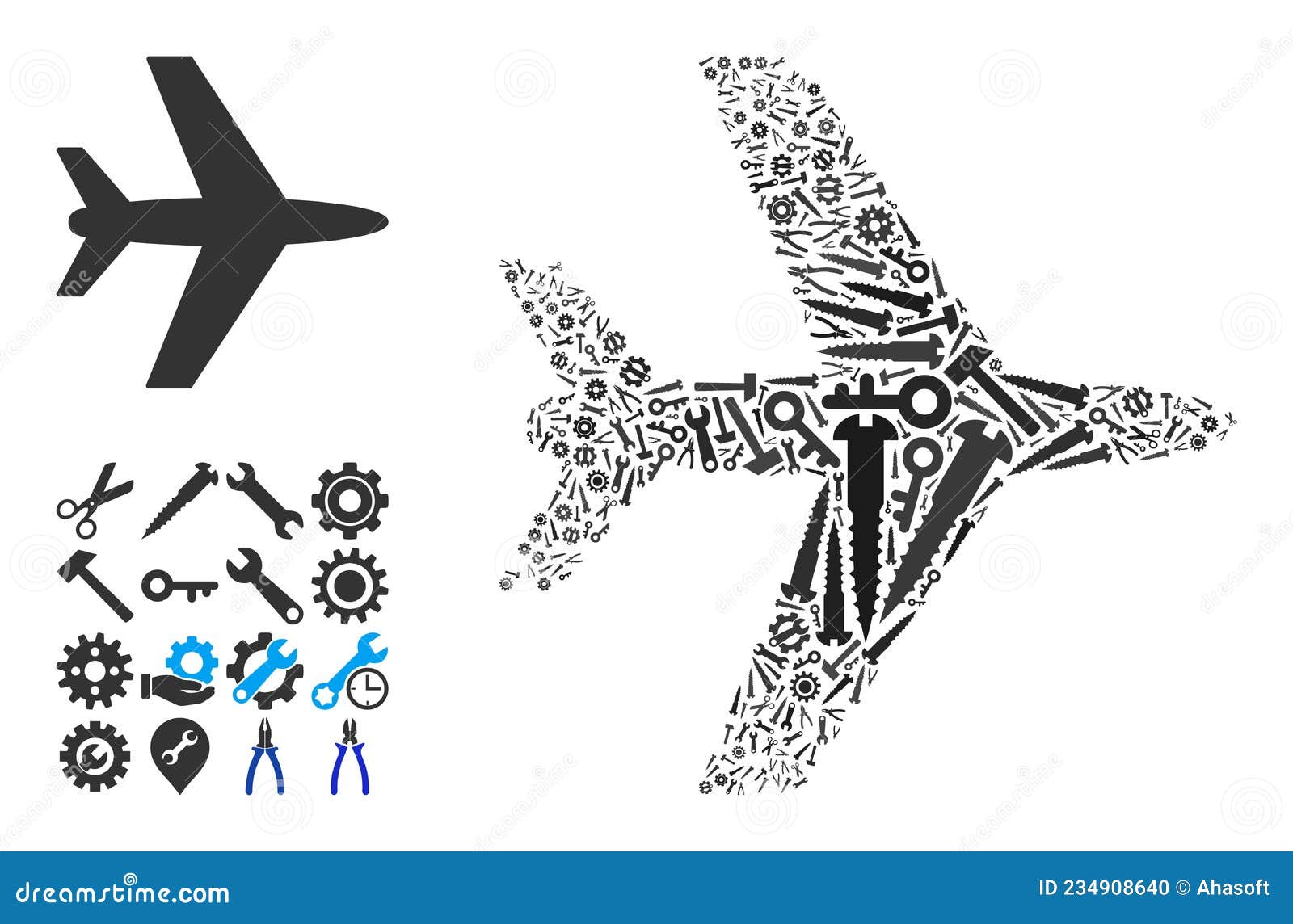 Mosaic Aircraft of Repair Tools Stock Vector - Illustration of mosaic ...