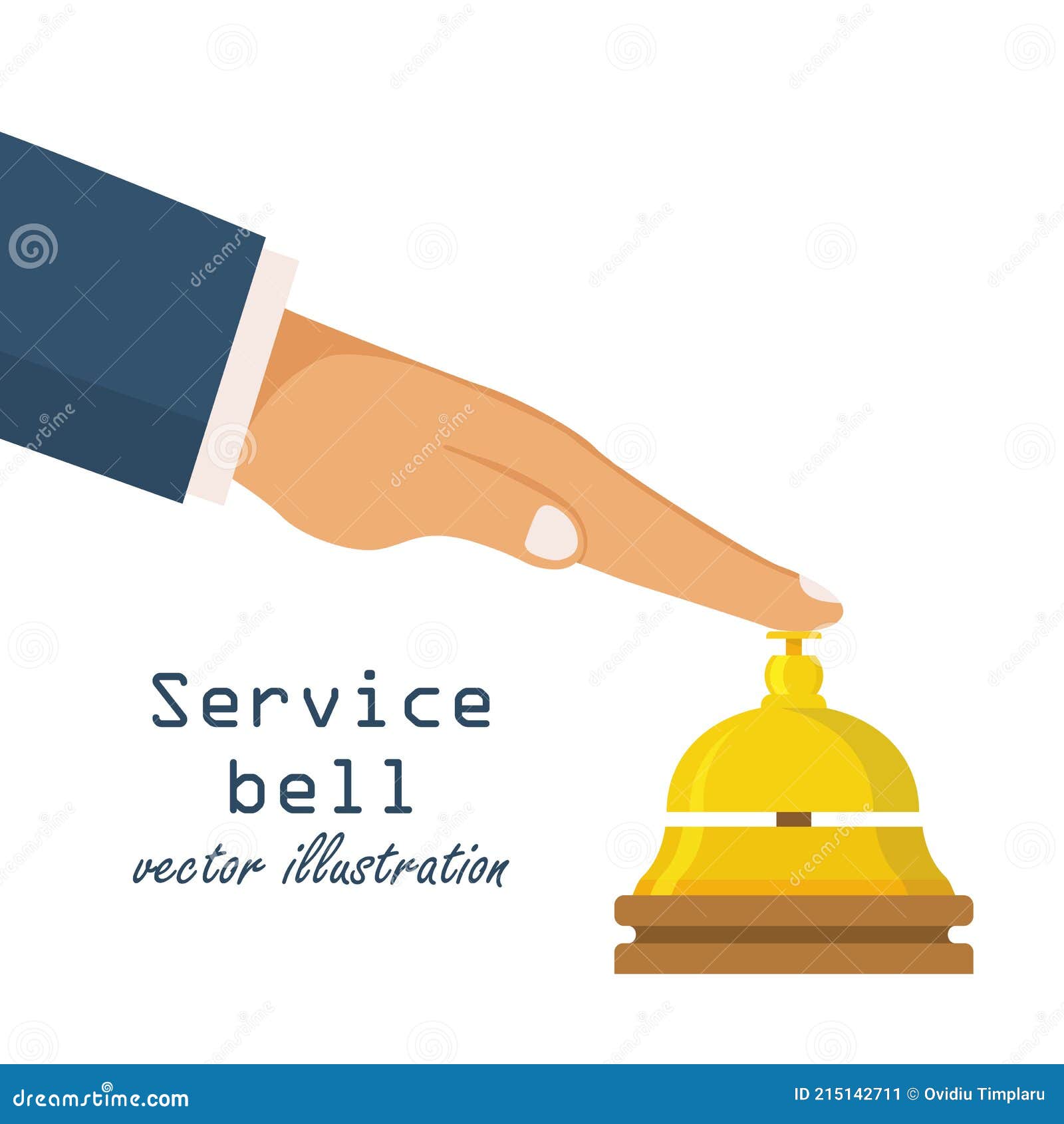 Service Bell Concept. Customer at Reception Presses the Call Button ...