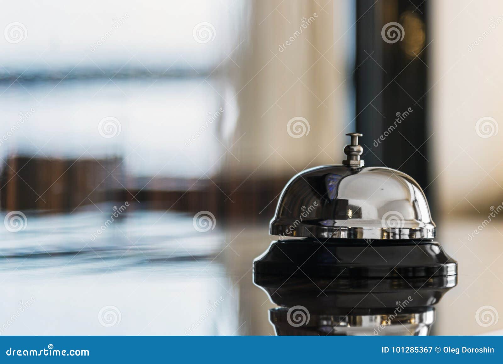 Service Bell on Reception in Hotel Stock Image - Image of reflection ...