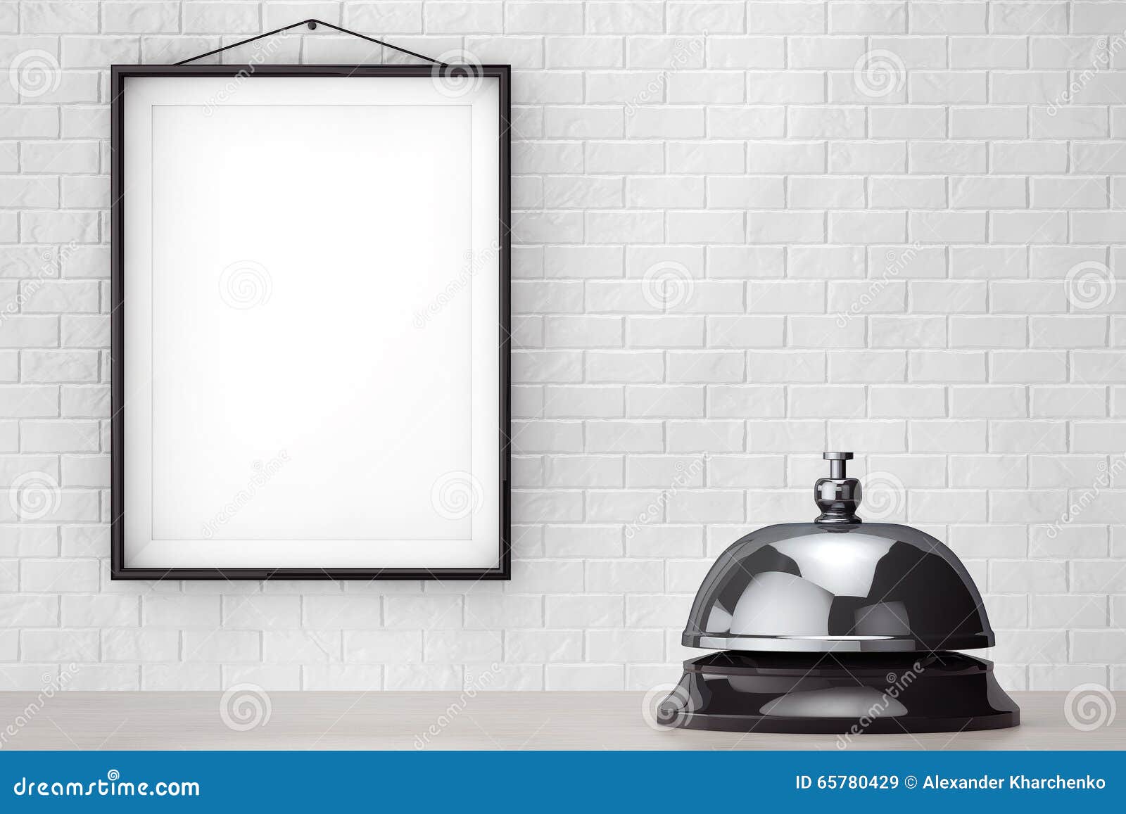 Service Bell Ring in Front of Brick Wall with Blank Frame Stock Image ...
