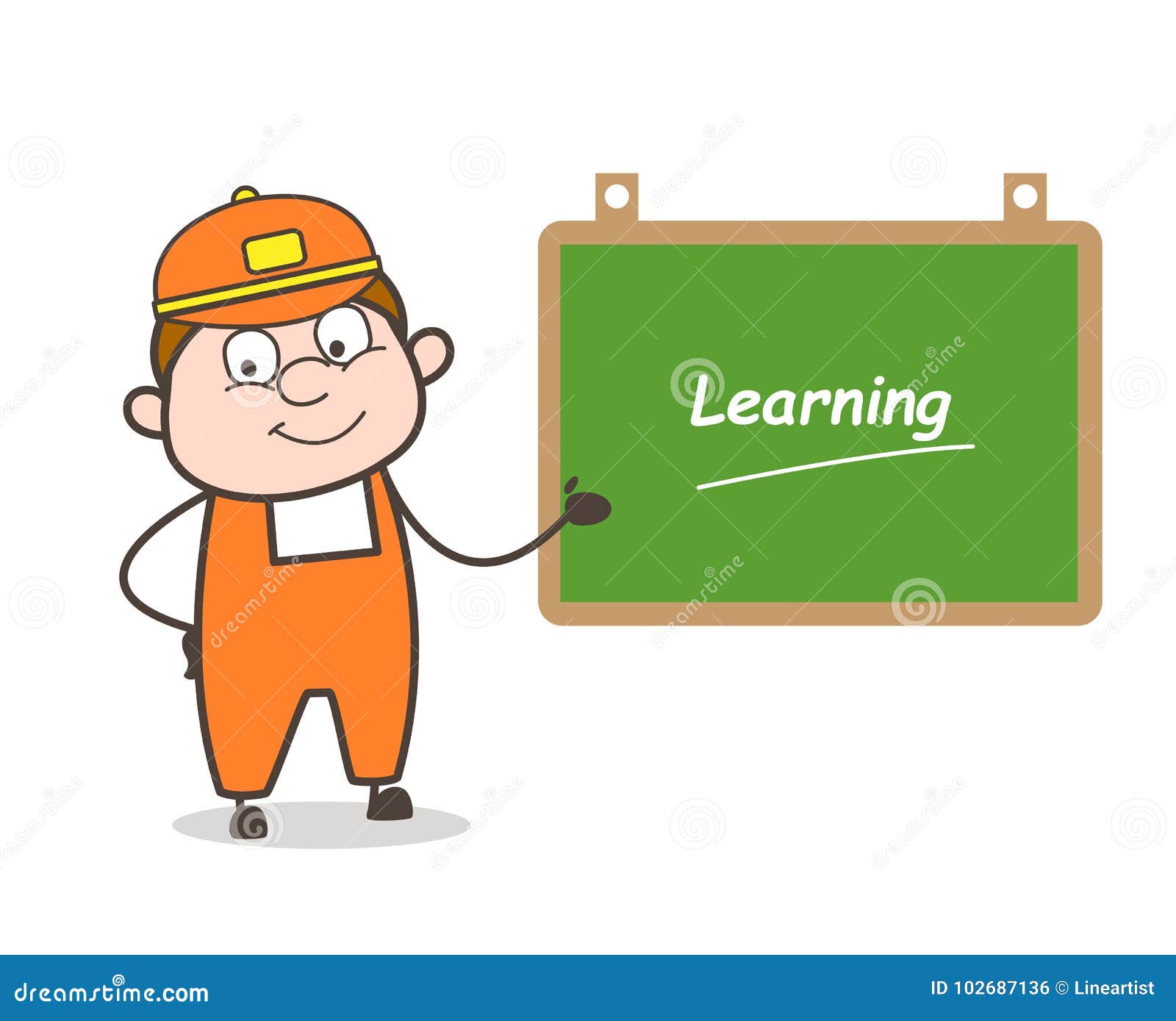 Service Boy Showing a Learning Board Stock Illustration - Illustration ...