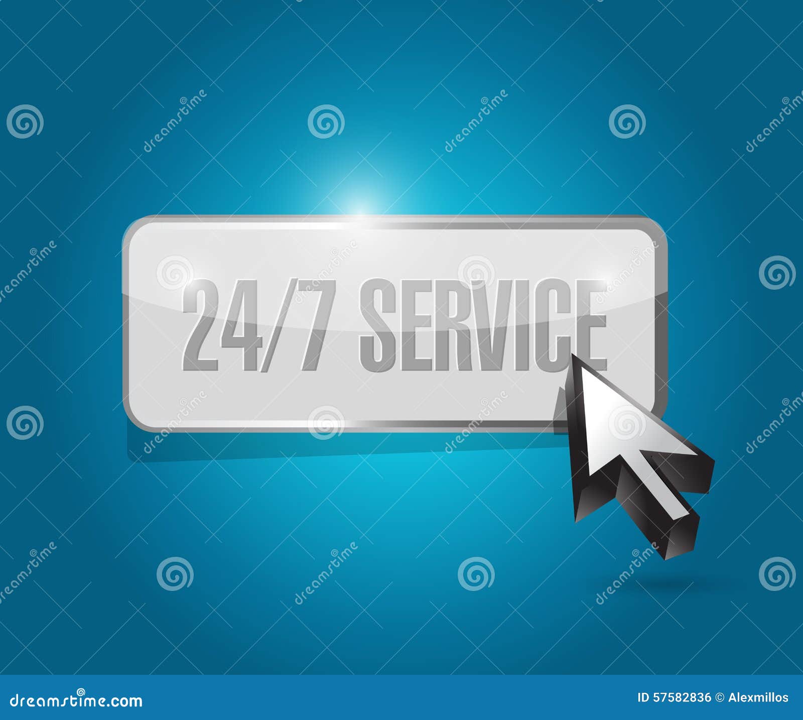 24-7 Service Button Sign Concept Stock Illustration - Illustration of ...