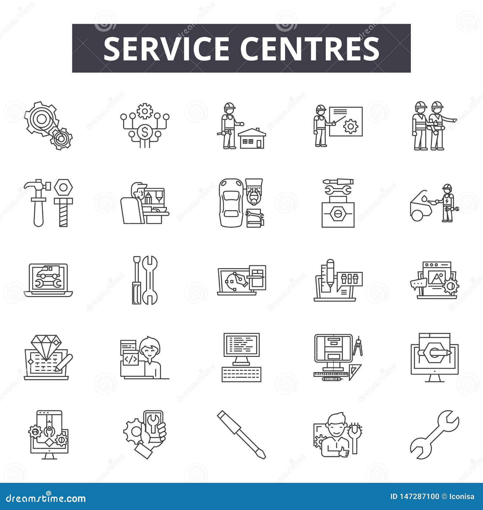 Service Centres Line Icons, Signs, Vector Set, Linear Concept, Outline ...