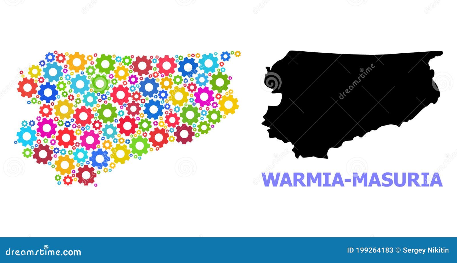 Service Collage Map of Warmia-Masuria Province with Multi-Colored Cogs ...