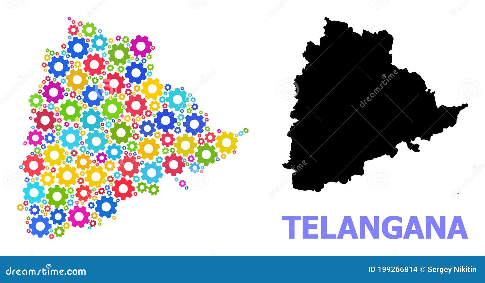 Service Composition Map of Telangana State of Colored Wheels Stock ...