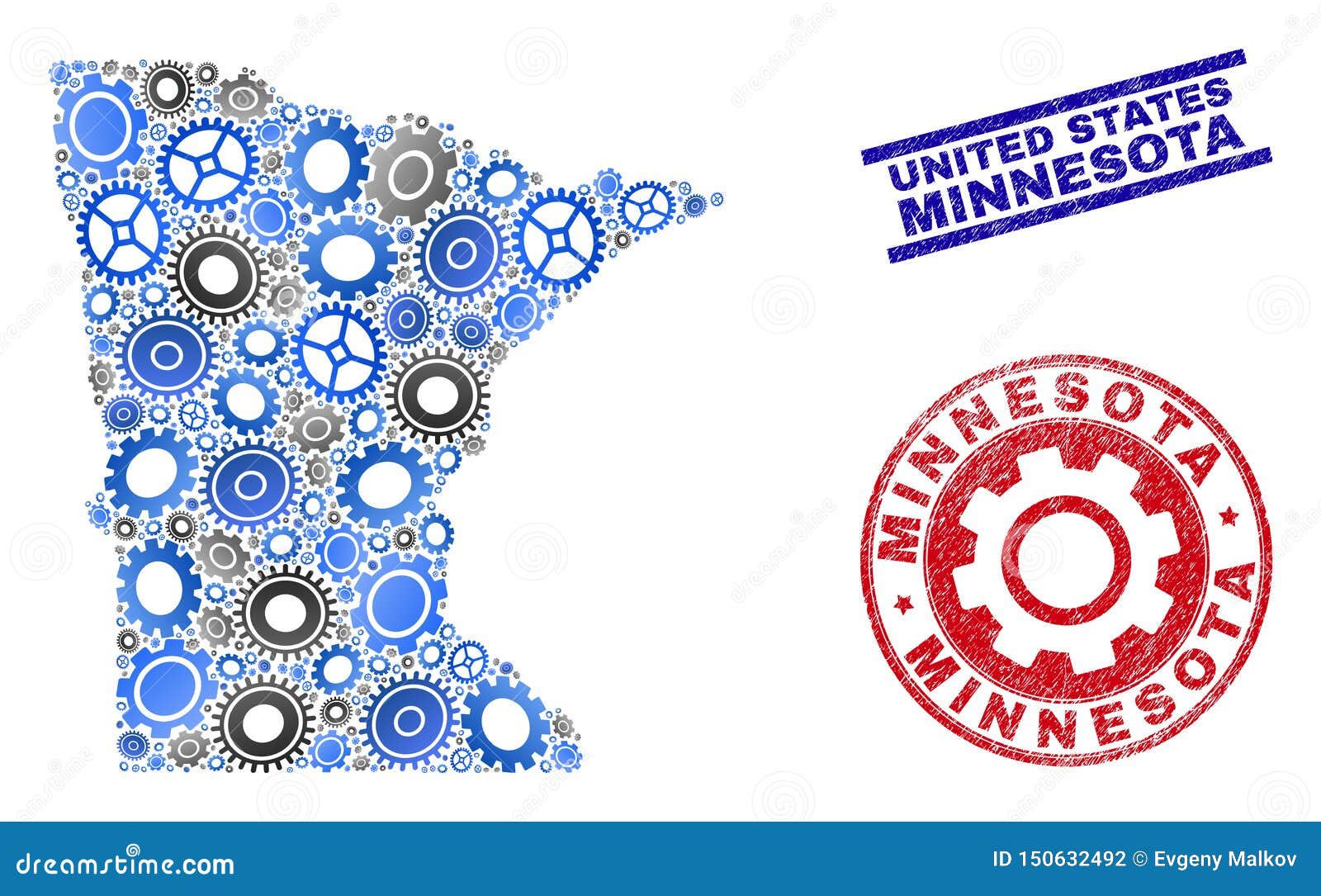 Service Composition Vector Minnesota State Map and Grunge Seals Stock ...
