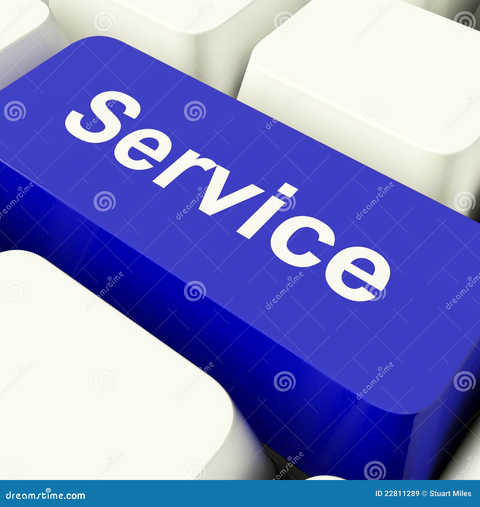 Service Computer Key in Blue Showing Help Stock Illustration ...