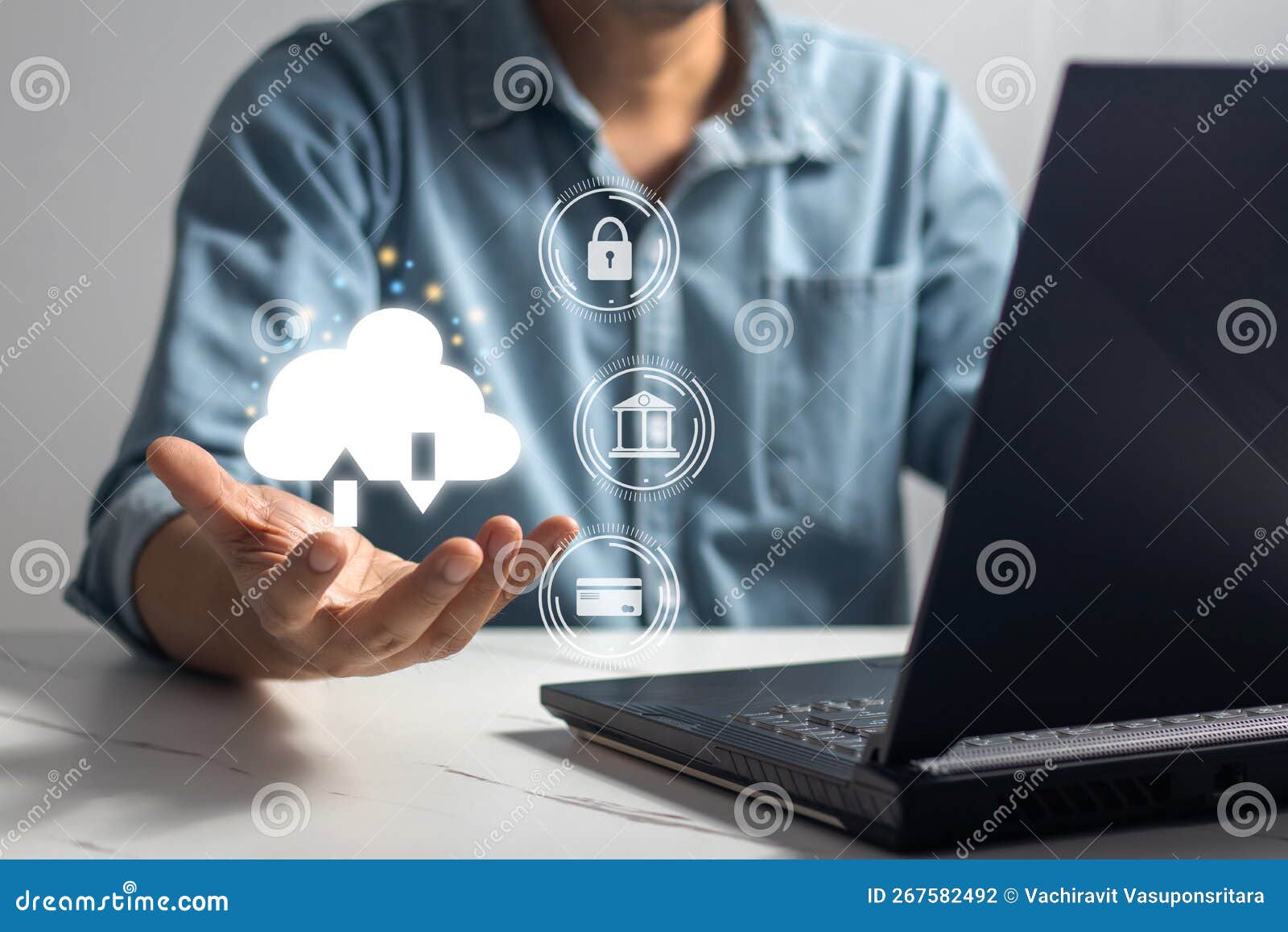 Service Concept with Cloud Computing Technology Cloud Chart with Human ...