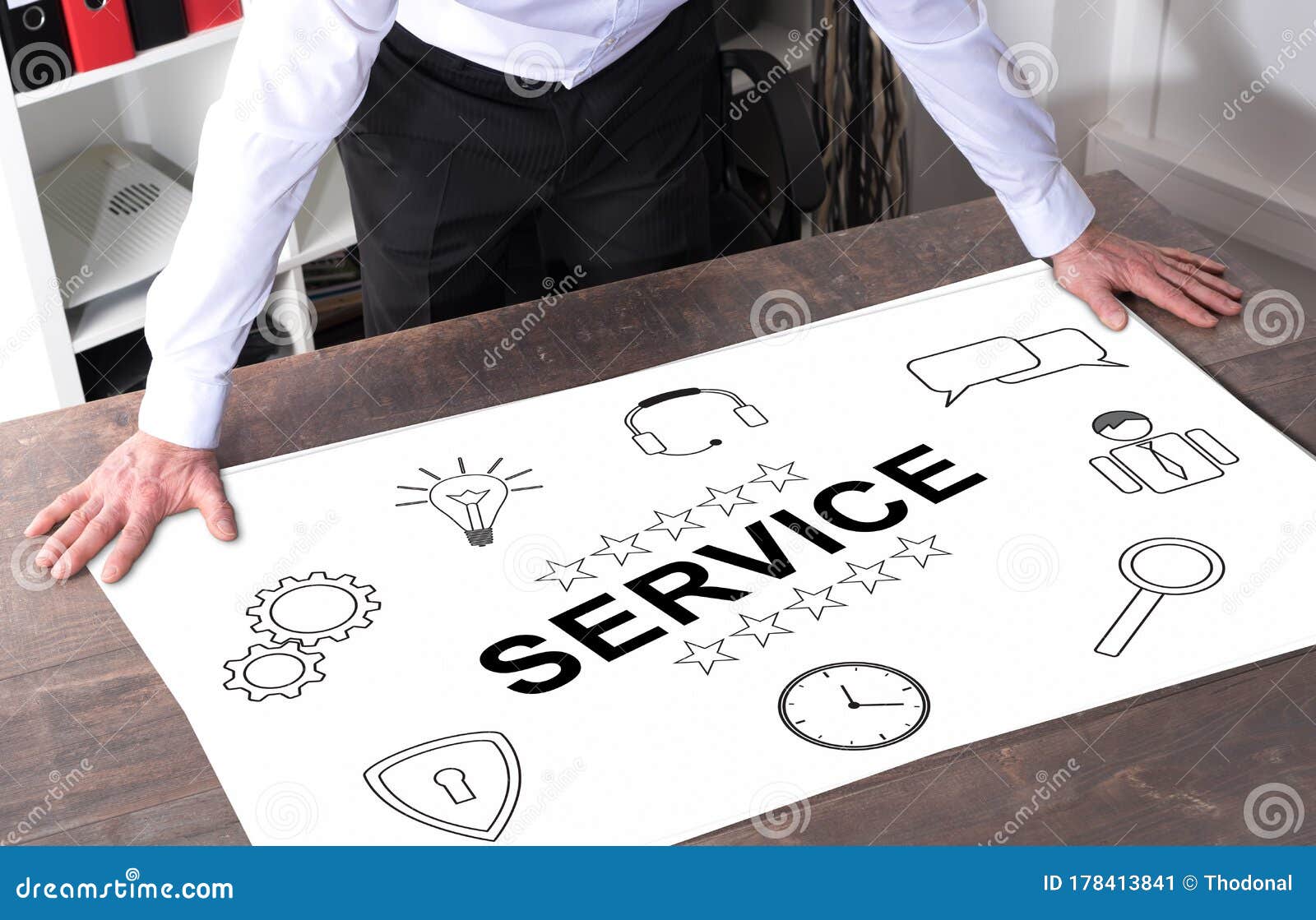 Service concept on a desk stock image. Image of contact - 178413841