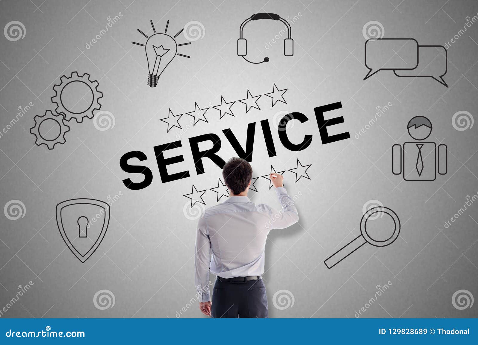 Service Concept Drawn by a Man Stock Image - Image of assistance ...