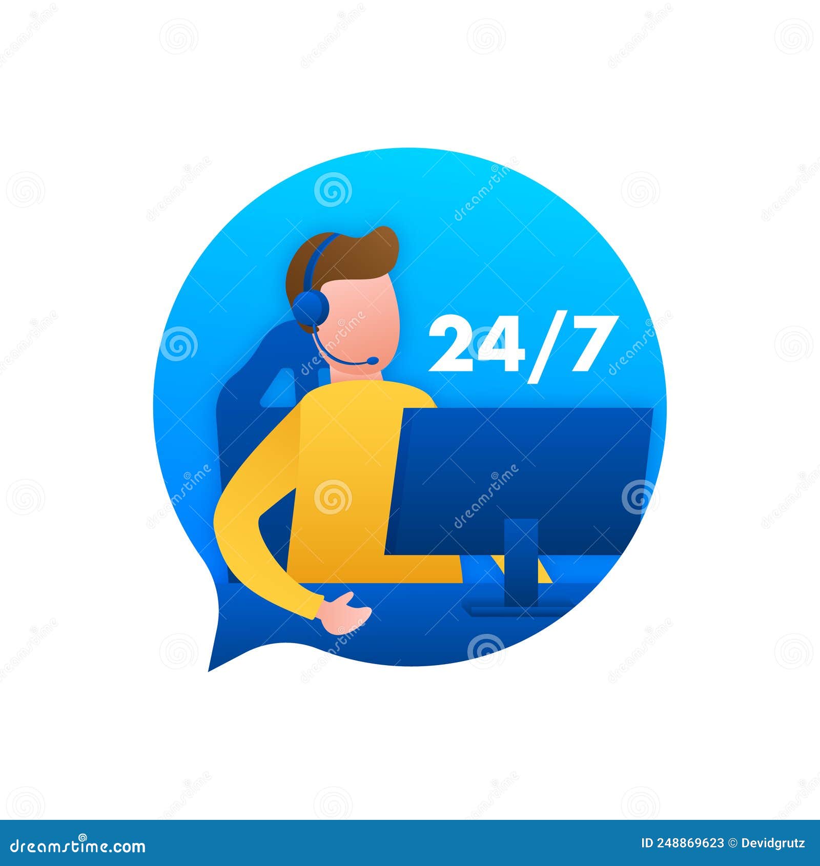 24-7 Service Concept. 24-7 Open. Support Service Icon Stock Vector ...